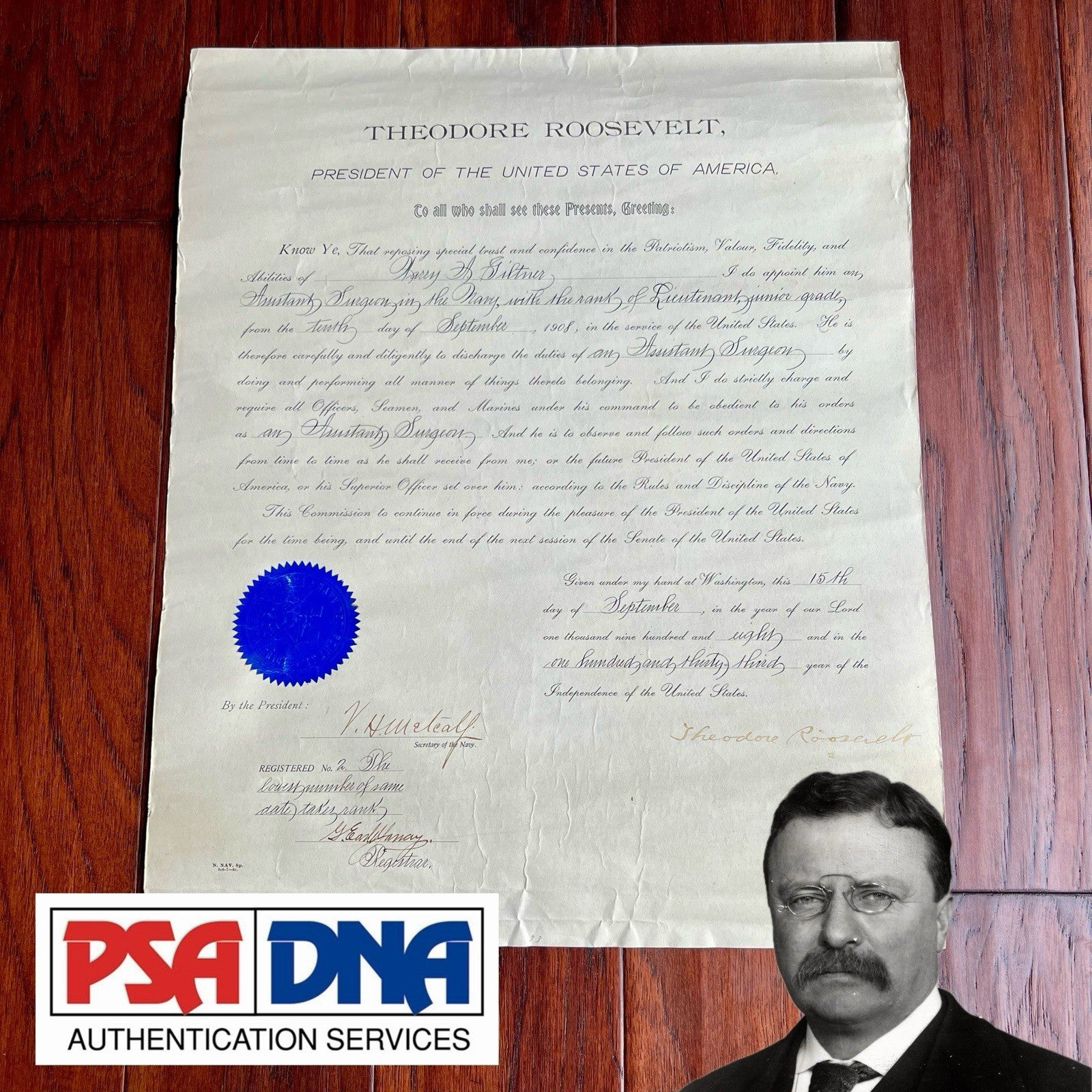 THEODORE ROOSEVELT * PSA* Autograph NAVAL APPOINTMENT Signed * TEDDY 1 ...