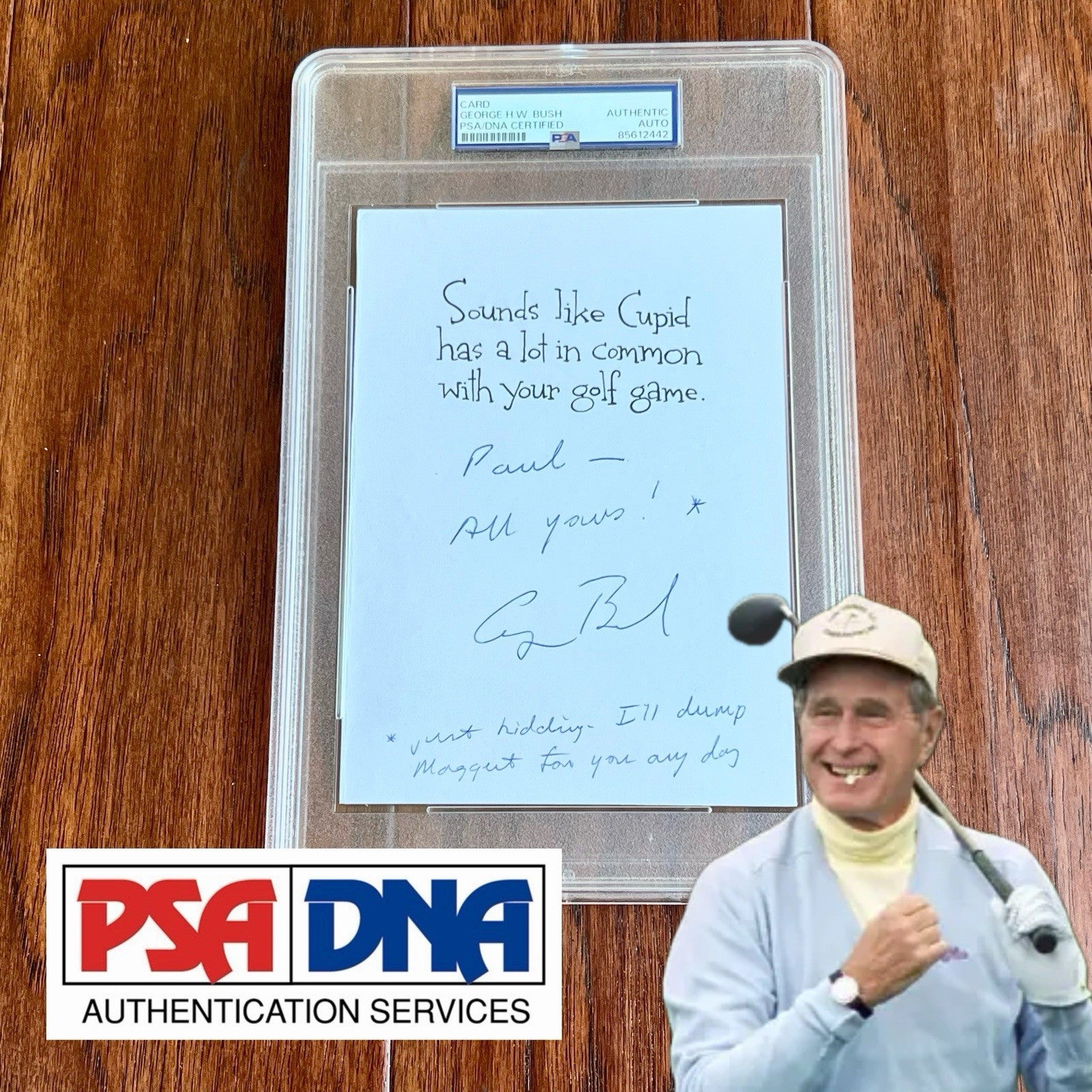 George HW Bush * PSA * AUTOGRAPH Humorous Golf Related VALENTINE’S Car ...