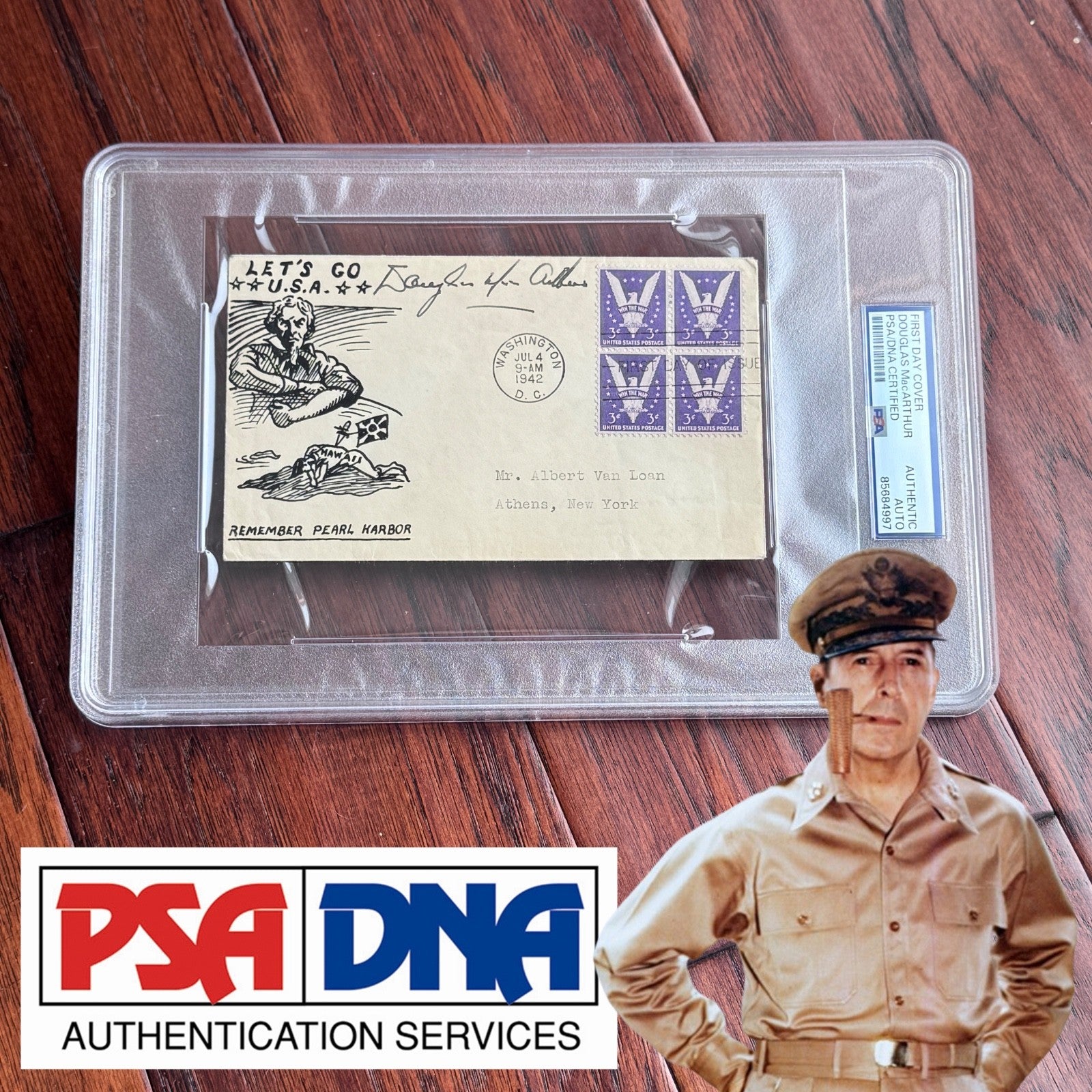 DOUGLAS MacARTHUR * PSA * Autograph REMEMBER PEARL HARBOR FDC Signed ...