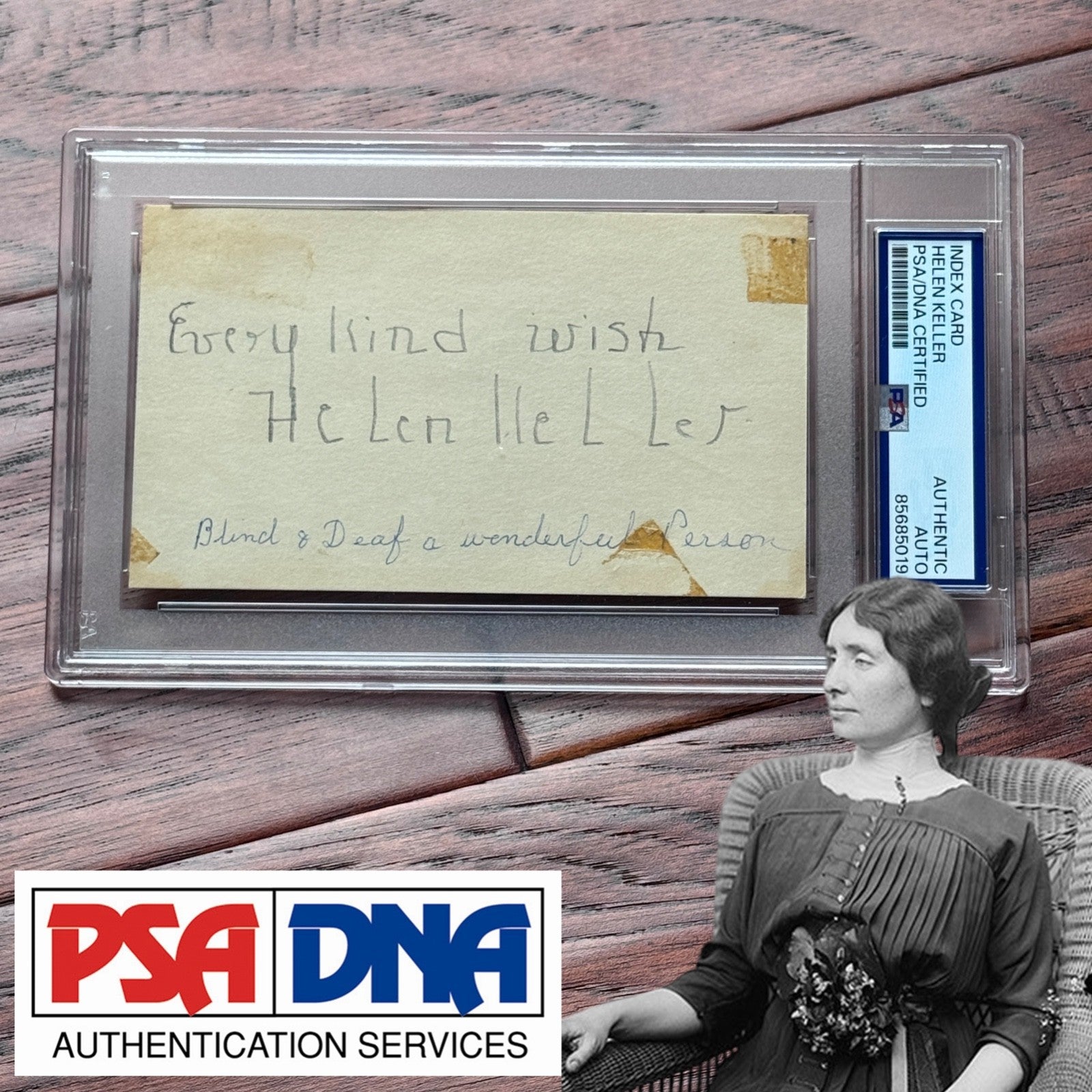 HELEN KELLER * PSA * Autograph Handwritten Inscribed Card SIGNED ...